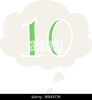 cartoon number 10 with thought bubble in comic book style Stock Vector ...