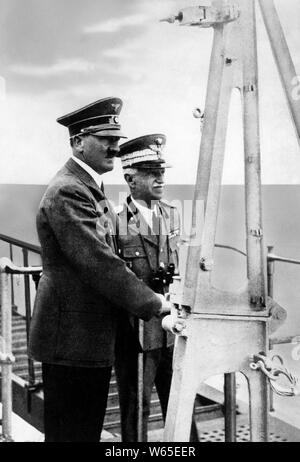 Black and white photograph of Adolf Hitler shaking hands with Benito ...