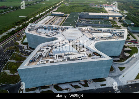 An aerial view of Volvo's Asia-Pacific headquarters building next to ...