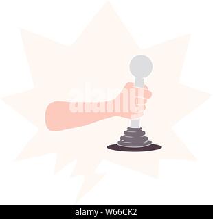 cartoon hand pulling lever with speech bubble sticker Stock Vector ...