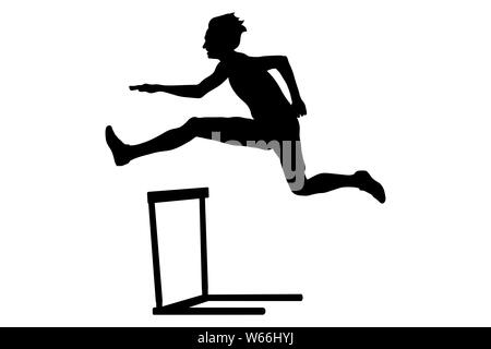 running hurdles woman runner athlete black silhouette Stock Photo - Alamy