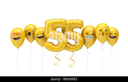 Number 55 emoji birthday party celebration. 3D Render Stock Photo - Alamy