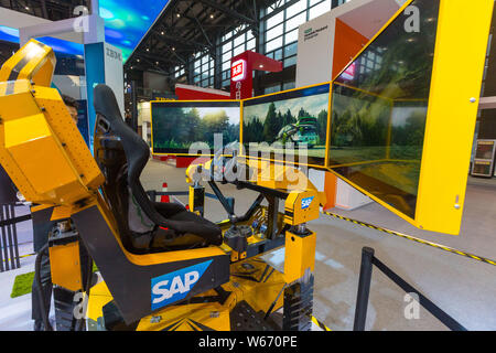 --FILE--A driving simulator of SAP is on display at the Light of the ...