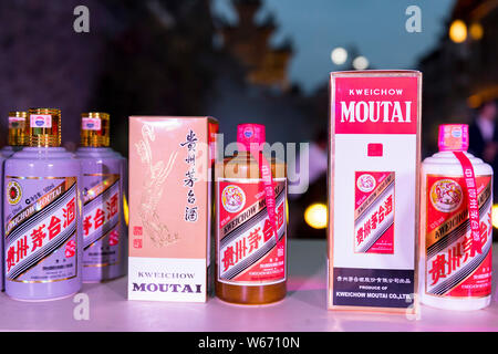 --FILE--Bottles of Kweichow Moutai Co. are displayed at a museum in ...