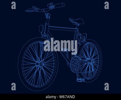 Bicycle vector contour drawing, monochrome, black and white sketch ...