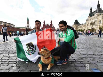 Mexican fans at Red Square in Moscow, Russia on June 13, 2018, during ...