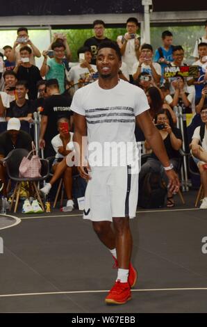NBA star Donovan Mitchell shows his basketball skill during the "King ...