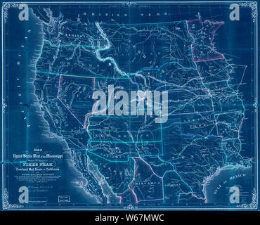 THE OVERLAND ROUTE American railroad map 1908 Stock Photo - Alamy