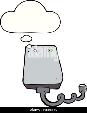 cartoon hard drive with thought bubble in grunge texture style Stock ...