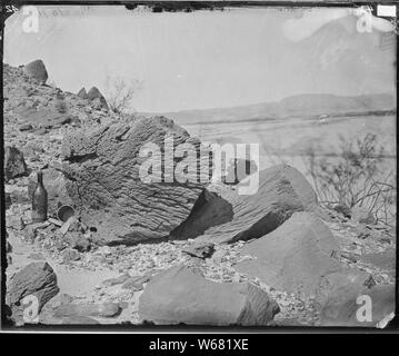 ROCK CARVED BY DRIFTING SAND BELOW FORTIFICATION ROCK, COLORADO RIVER ...