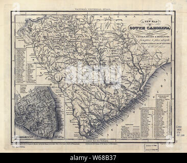 A new map of South Carolina with its canals, roads & distances from ...