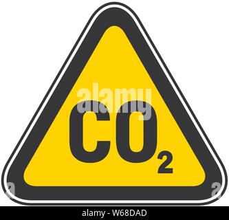 CO2 yellow triangular warning sign, carbon dioxide warning sign, vector ...