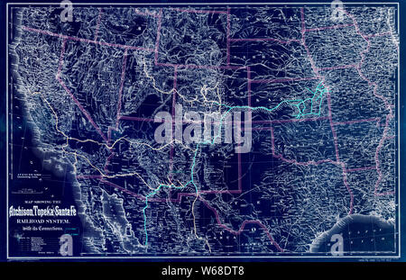 Map showing the Atchison, Topeka and Santa Fe railroad system : with its connections , Atchison ...