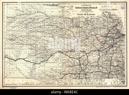 Map showing the Atchison, Topeka and Santa Fé Railroad system, with its connections Stock Photo ...
