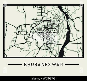 Abstract Bhubaneswar City Map - Illustration as EPS 10 File Stock ...