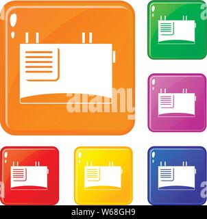Wall router icon set color hexahedron Stock Vector Image & Art - Alamy