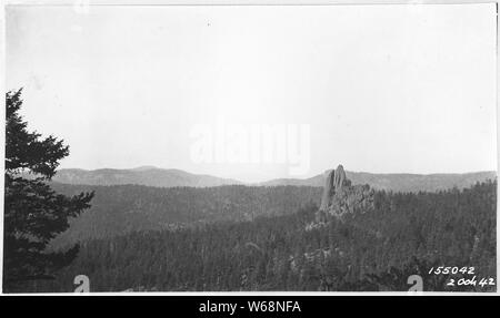 Twin Pillars and Hash Rock behind it,Ochoco Forest, 1915 Stock Photo ...