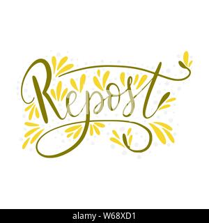 Repost. Script handmade lettering word for social media designs Stock ...