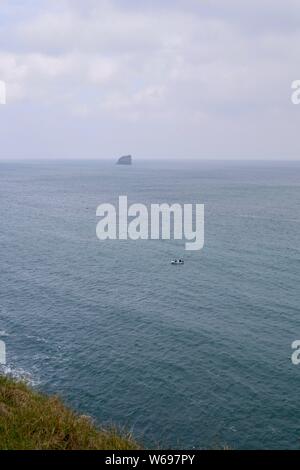 Cow and Calf Rocks in Cornwall captured from the South West Coast Path ...