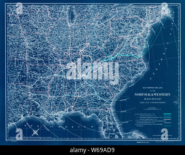 0326 Railroad Maps Map showing the Norfolk Western Railroad and its ...
