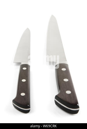 Two kitchen knives on a white background Stock Photo - Alamy