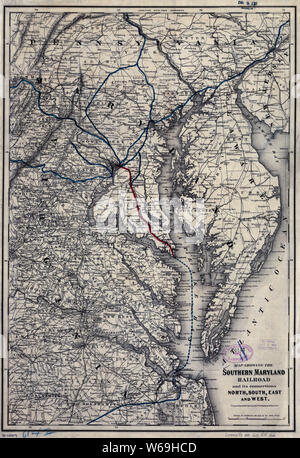 Map showing the Southern Maryland Railroad and its connections north ...