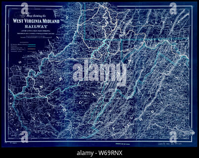 Map showing the West Virginia Midland Railway and its connections Stock ...