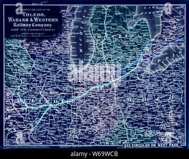 Map showing the line of the Toledo, Wabash, & Western Railway Company ...