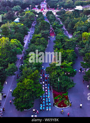Aerial view of Zhaoling Tomb in Beiling Park in Shenyang city ...