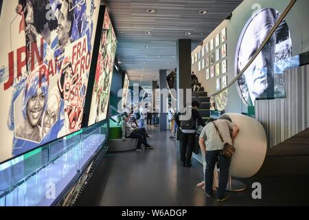 People visit the FIFA World Cup Qatar 2022 countdown timer and the ...