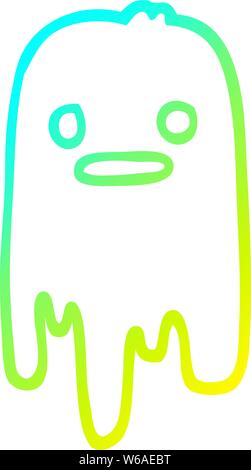 cold gradient line drawing of a spooky cartoon ghost Stock Vector Image ...