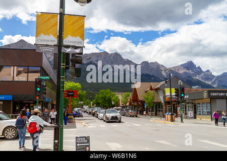 Downtown Canmore, Canadian Rocky Mountains, Alberta, Canada, Ha Ling ...
