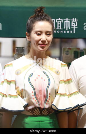 Chinese actress Liu Shishi attends a promotional event for INOHERB in ...