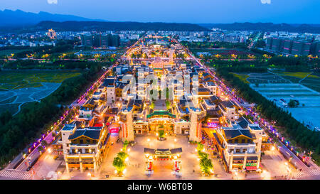 Aerial view of the new Beichuan County rebuilt a decade after it was ...
