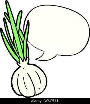 cartoon garlic bulb with speech bubble in smooth gradient style Stock ...