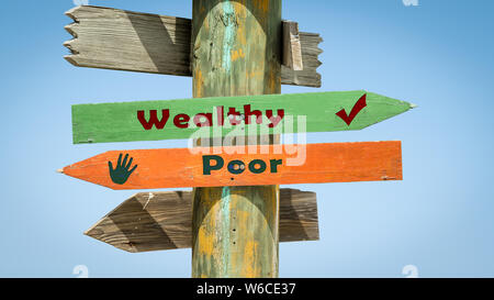 Street Sign the Direction Way to Wealthy versus Poor Stock Photo - Alamy