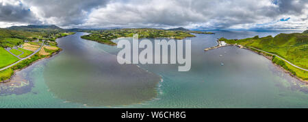 Aerial view of Teelin Bay in County Donegal on the Wild Atlantic Way in ...