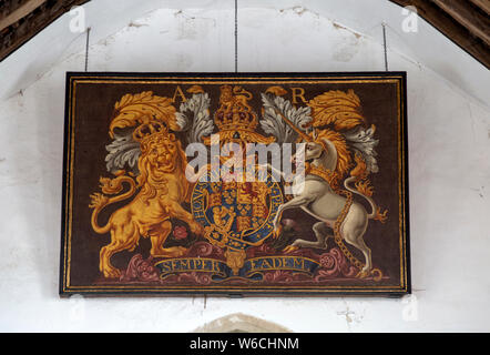 Royal Queen Anne coat of arms inside village parish church of Saint ...