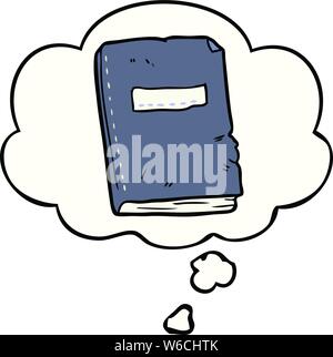 cartoon battered old notebook with thought bubble in grunge distressed ...