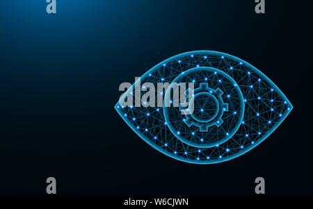 Gear in the eye low poly model, settings or mechanism in a polygonal ...