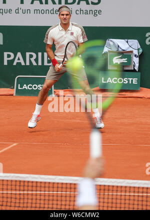 The Roland-Garros 2019. Swiss tennis player Roger Federer during the ...