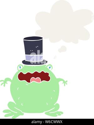 cartoon toad wearing top hat with thought bubble in smooth gradient ...
