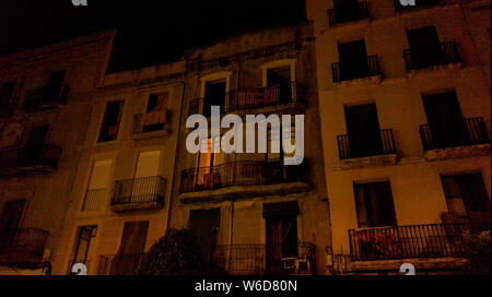 Reus and Cambrills,Catalunya,Spain, streets day and night,buildings and ...