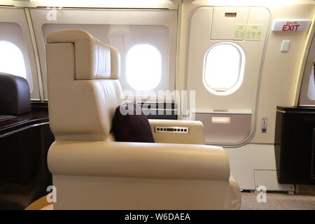 Interior view of the cabin of an Airbus ACJ318 operated by Abu Dhabi's ...