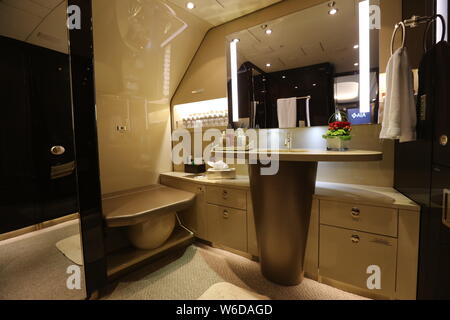 Interior view of the cabin of an Airbus ACJ318 operated by Abu Dhabi's ...