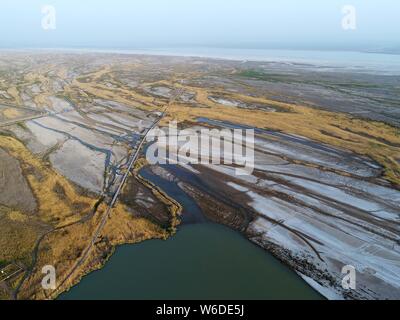 Aerial view of the scenery of China's lowest point, Ayding Lake, in ...