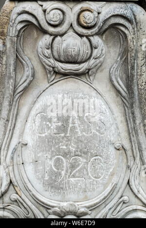 View of graffiti left by unruly tourists in the 1980s and 1990s on a ...