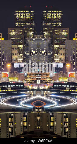 Vertical Mirrored photo of San Francisco at night Stock Photo - Alamy