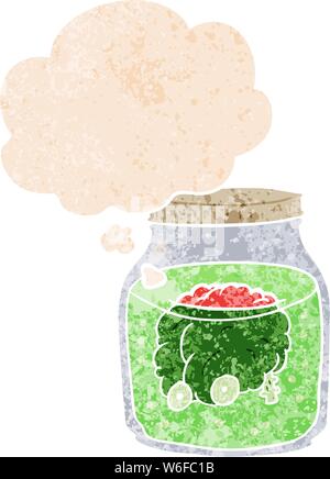 cartoon spooky brain in jar with thought bubble in retro style Stock ...