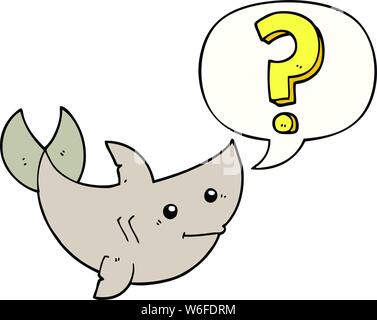 cartoon shark asking question with speech bubble in retro style Stock ...